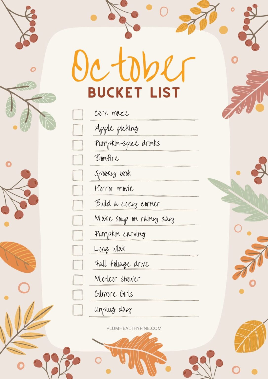 October Bucket List To Make Your Fall Unforgettable – Plum Healthy Fine