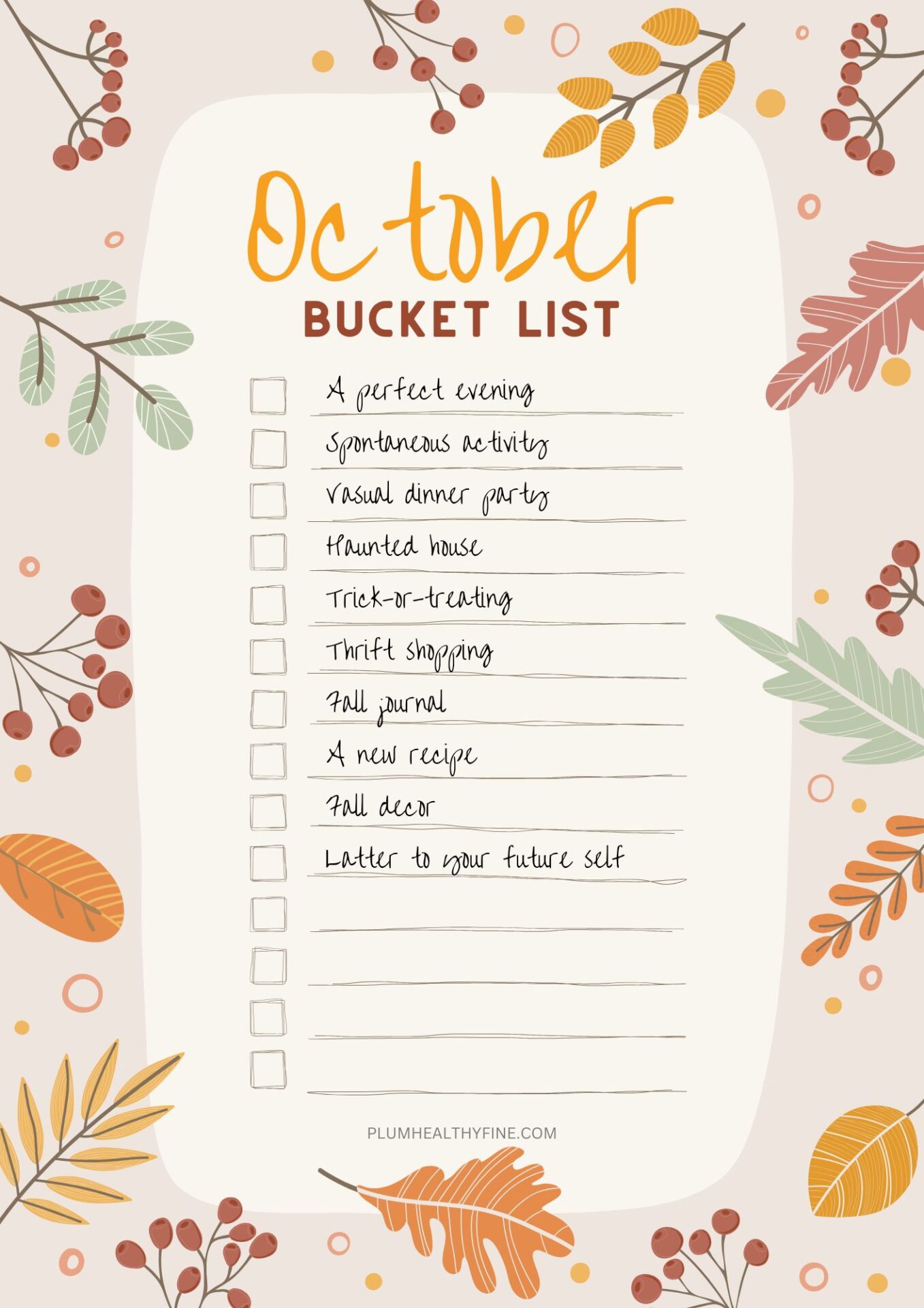 October Bucket List To Make Your Fall Unforgettable – Plum Healthy Fine